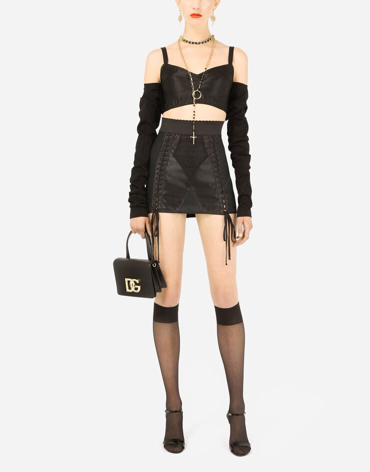 Corset Style Miniskirt With Laces And Eyelets
