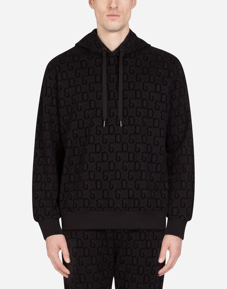 Flocked print hoodie