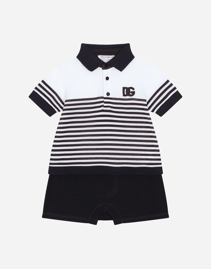 Piqué Onesie With Dg Logo In For Dolceandgabbana®