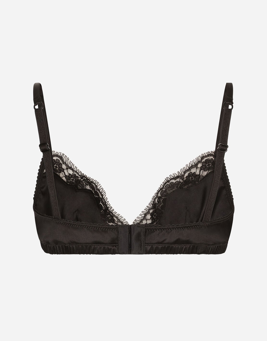 Soft-cup satin bra with lace detailing in Black for Women | Dolce ...