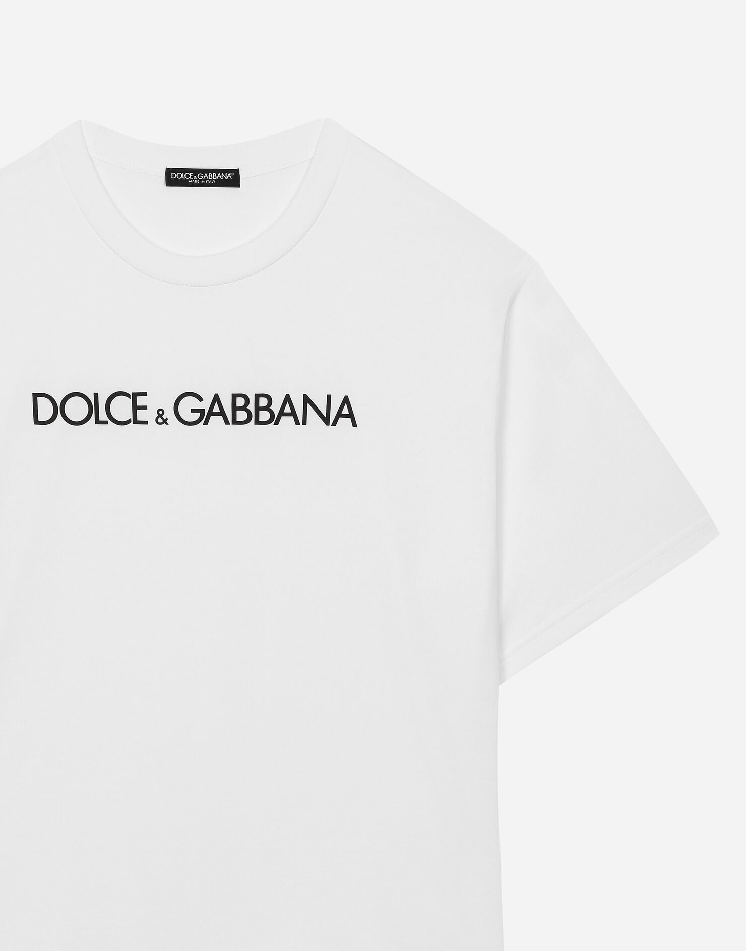 Short-sleeved cotton T-shirt with Dolce&Gabbana lettering in White for ...