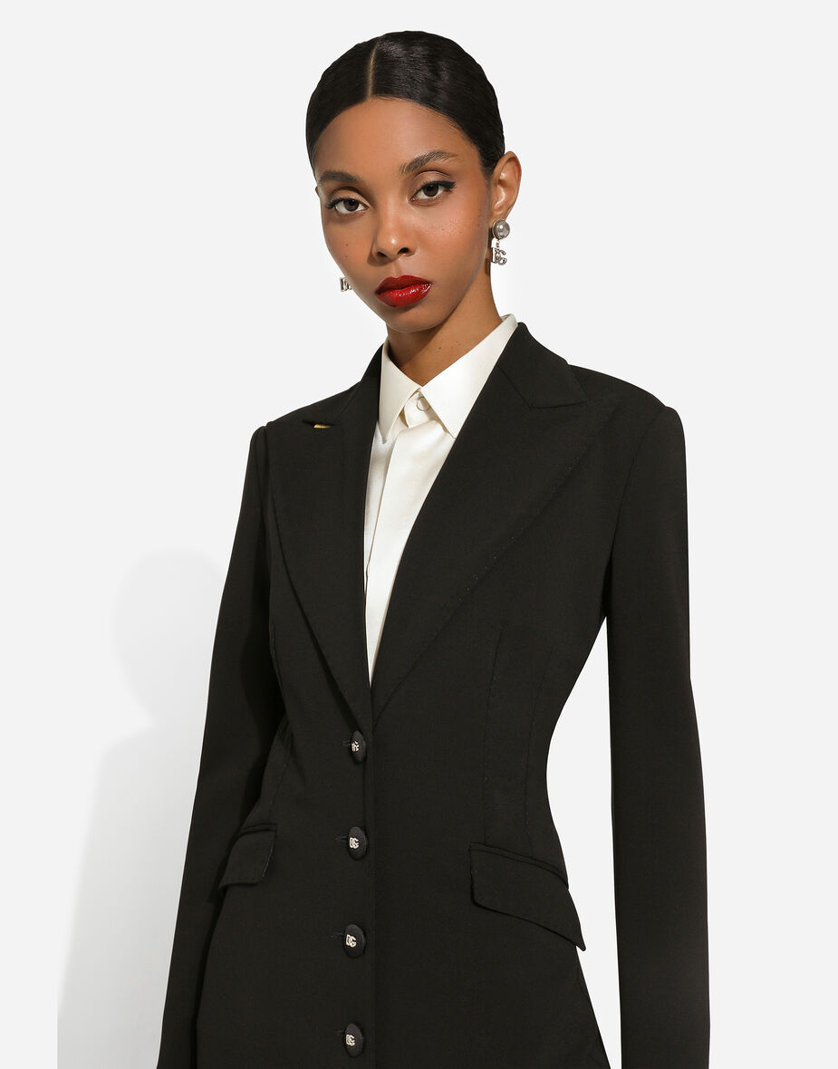 Jersey Milano rib coat in Black for Women | Dolce&Gabbana®