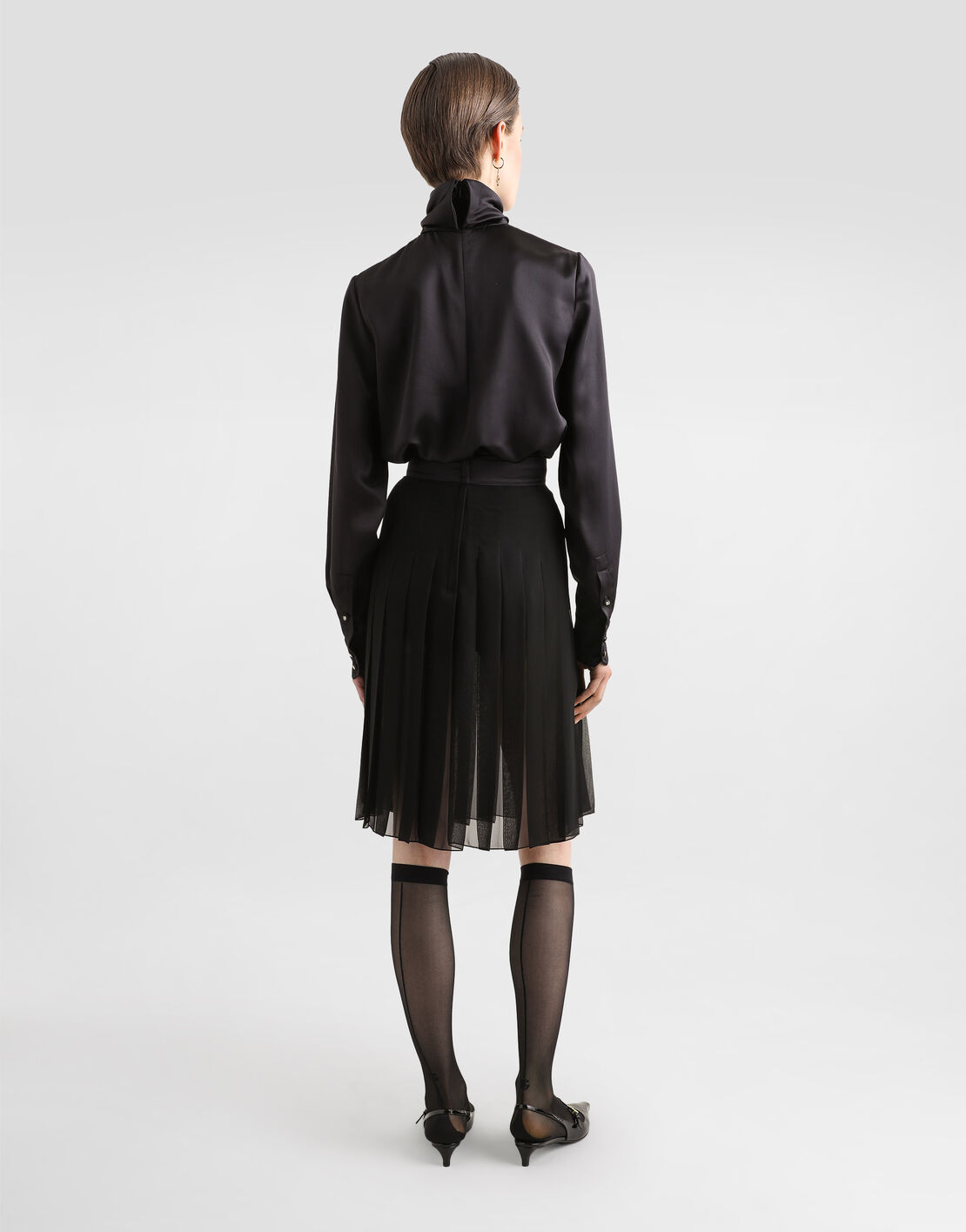 Pleated chiffon midi circle skirt in Black for Women | Dolce&Gabbana® US