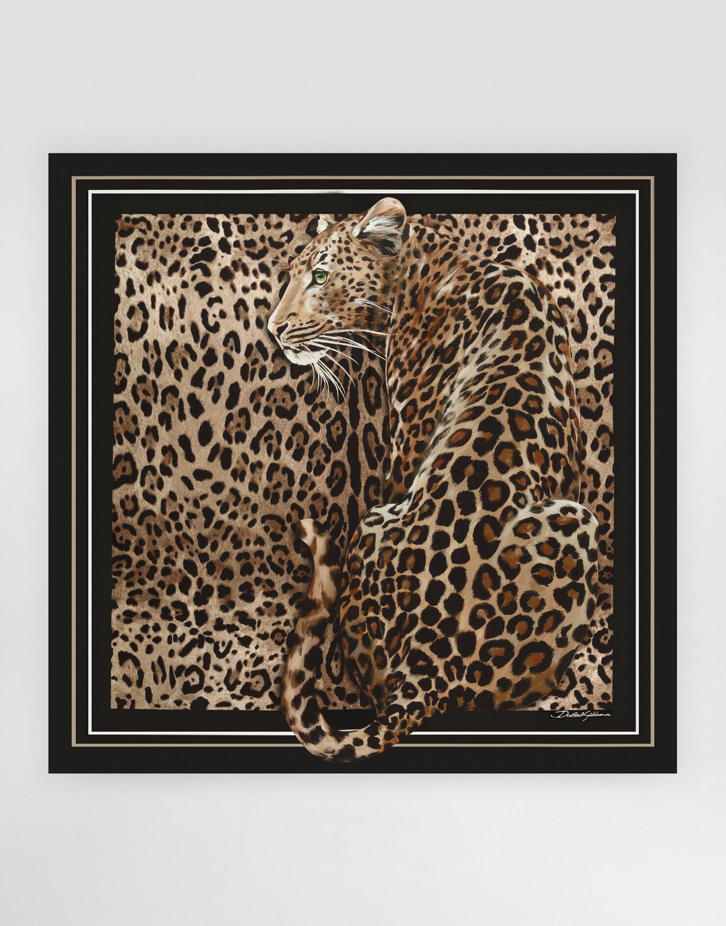 Leopard-print silk twill foulard (90x90) in Print for Women | Dolce ...