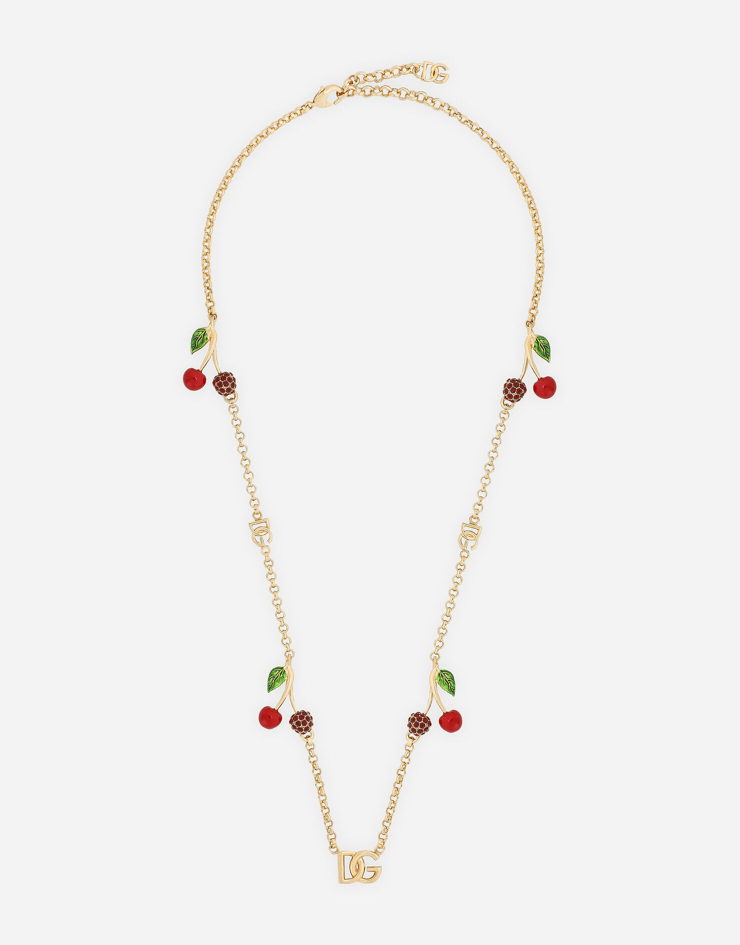 Necklace with DG logo and cherry charms in Gold for Women | Dolce ...