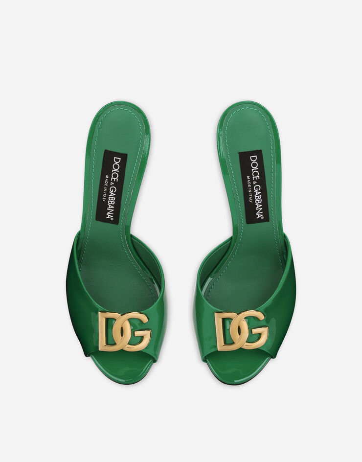 Patent leather mules with DG logo in Green for | Dolce&Gabbana® US