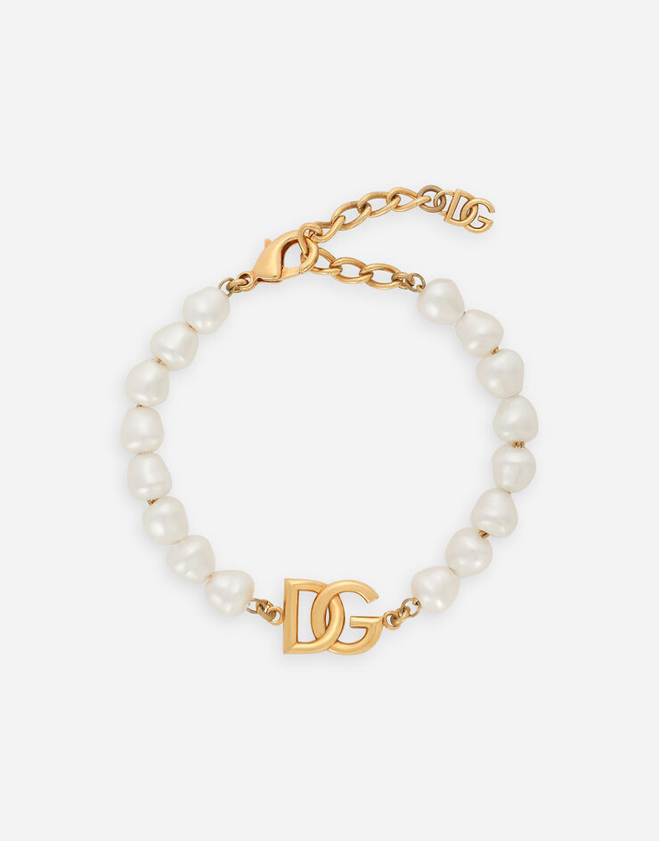 Link bracelet with pearls and DG logo in Gold for | Dolce&Gabbana® US