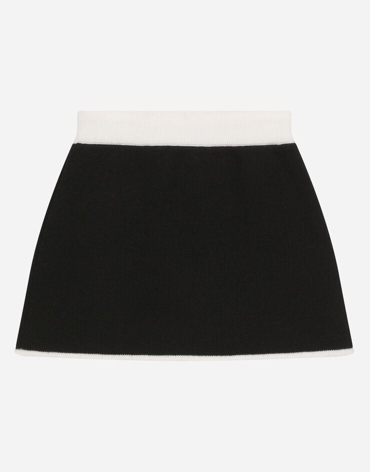 Short Knit Skirt With Dg Logo In Negro For Dolceandgabbana® Us