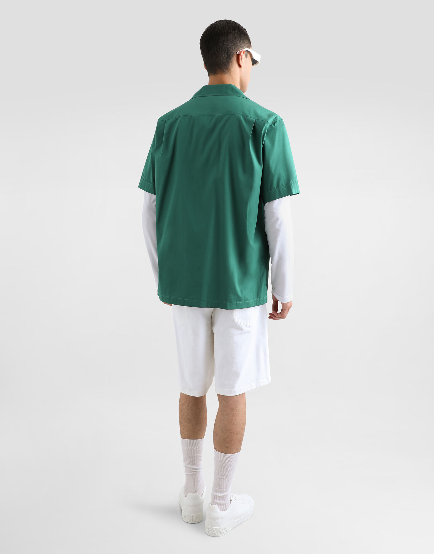 White stretch denim shorts in Multicolor for | Dolce&Gabbana®