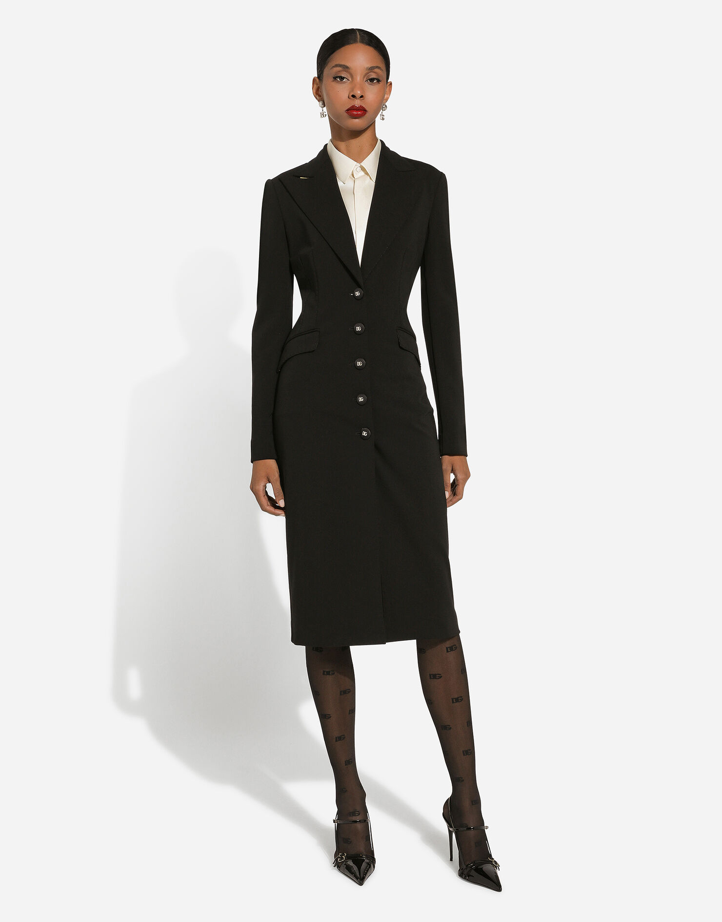 Jersey Milano rib coat in Black for Women | Dolce&Gabbana®
