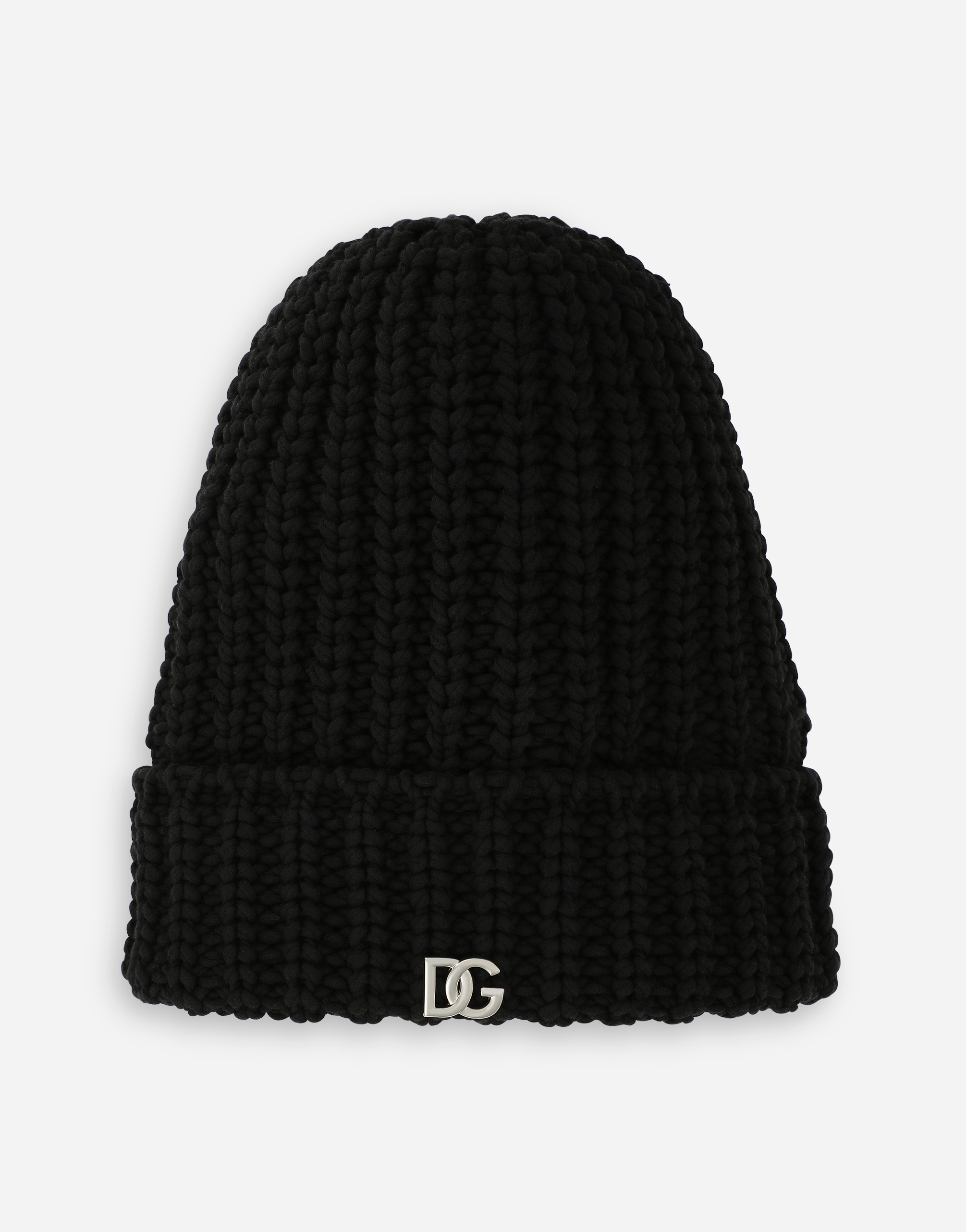 Cotton hat with DG logo in Black for Women | Dolce&Gabbana®