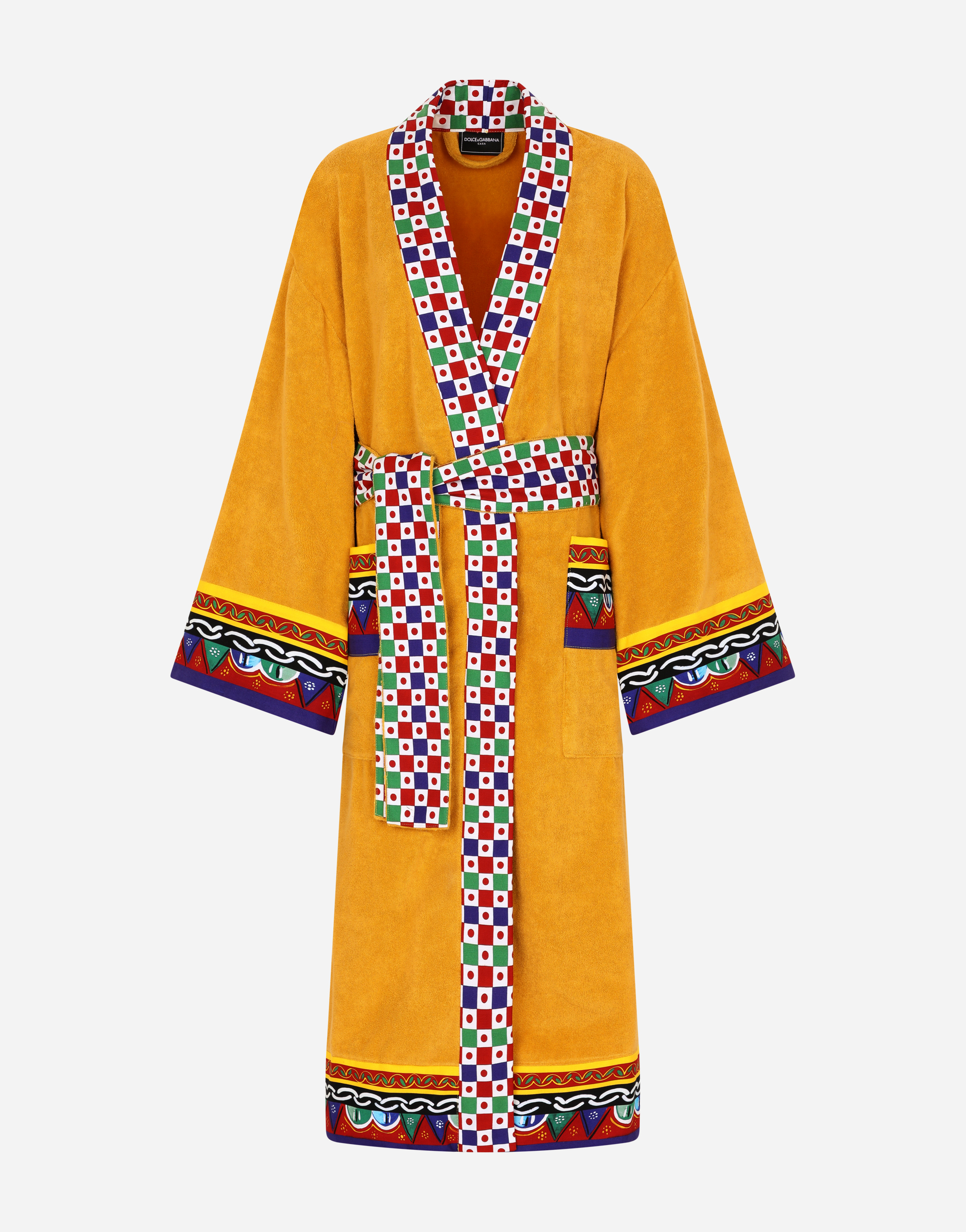 Cotton Terry Bathrobe in Multicolor | Dolce&Gabbana®