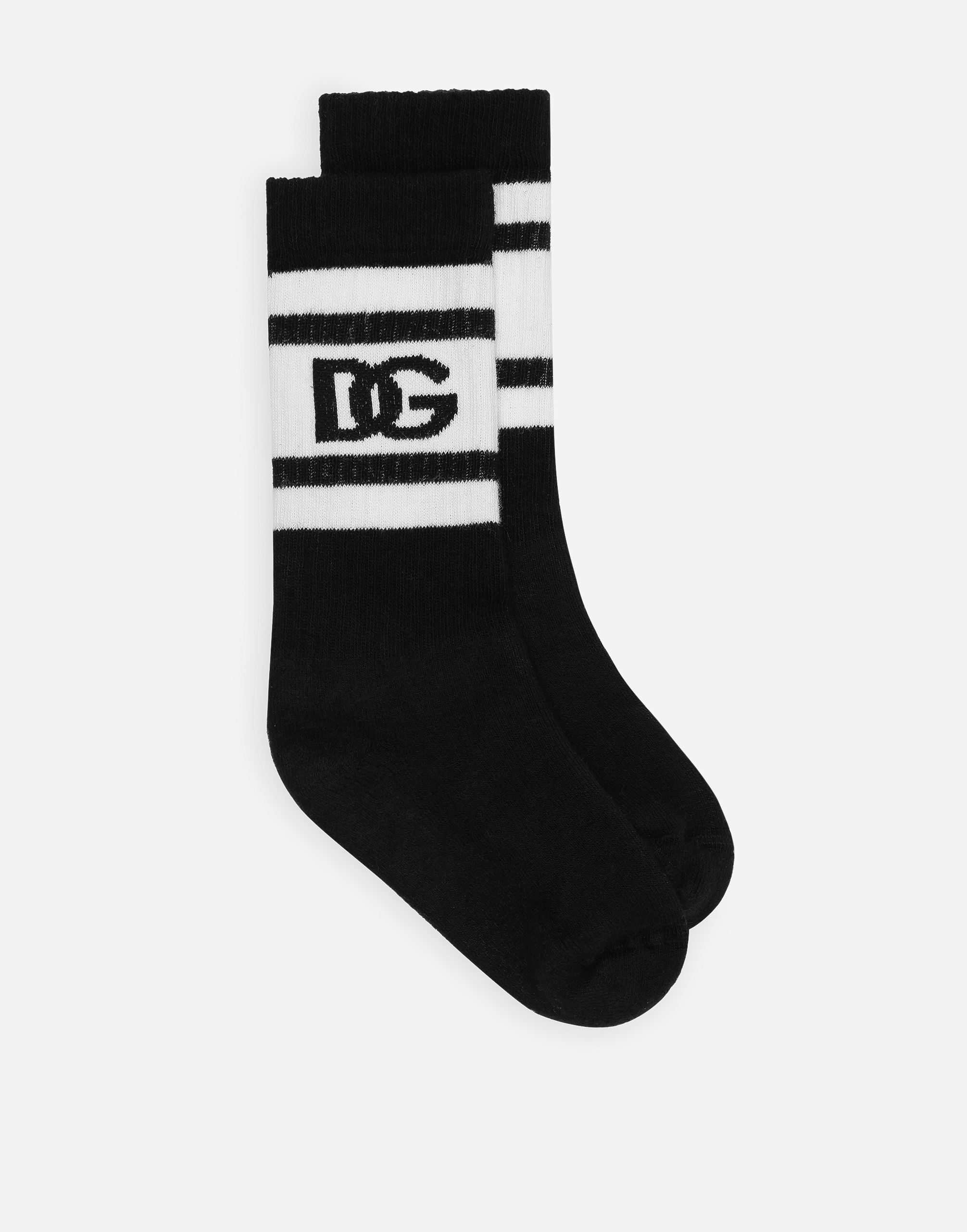 Cotton socks with DG logo in Black for Boys | Dolce&Gabbana®