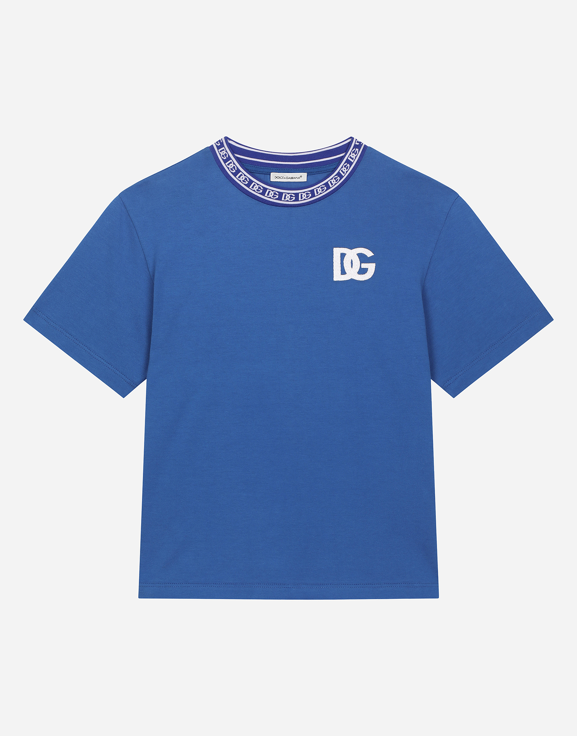Jersey T-shirt with DG logo in Blue for Boys | Dolce&Gabbana®