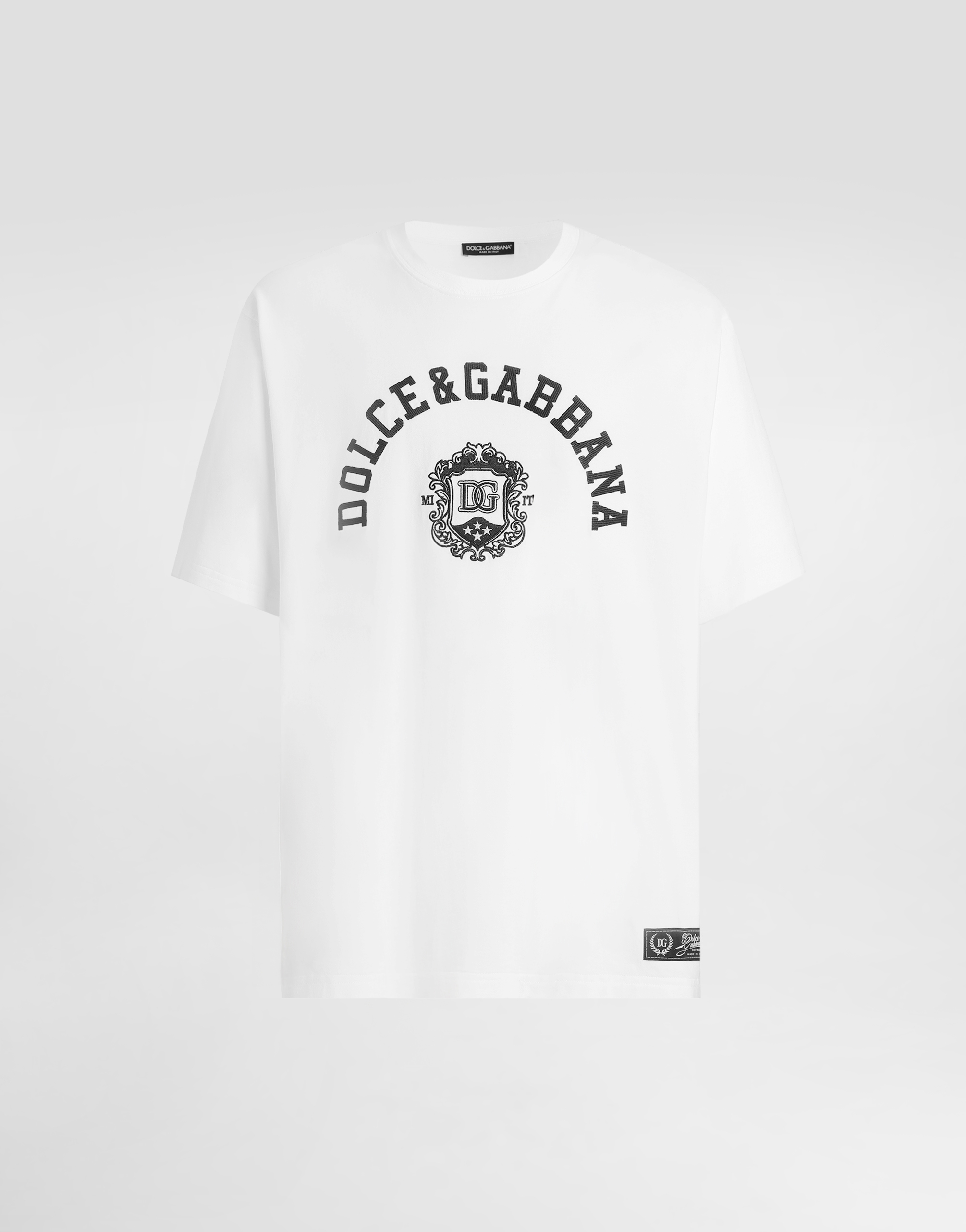 Dolce & Gabbana Crewneck T-shirt With Embroidered-logo In White | ModeSens