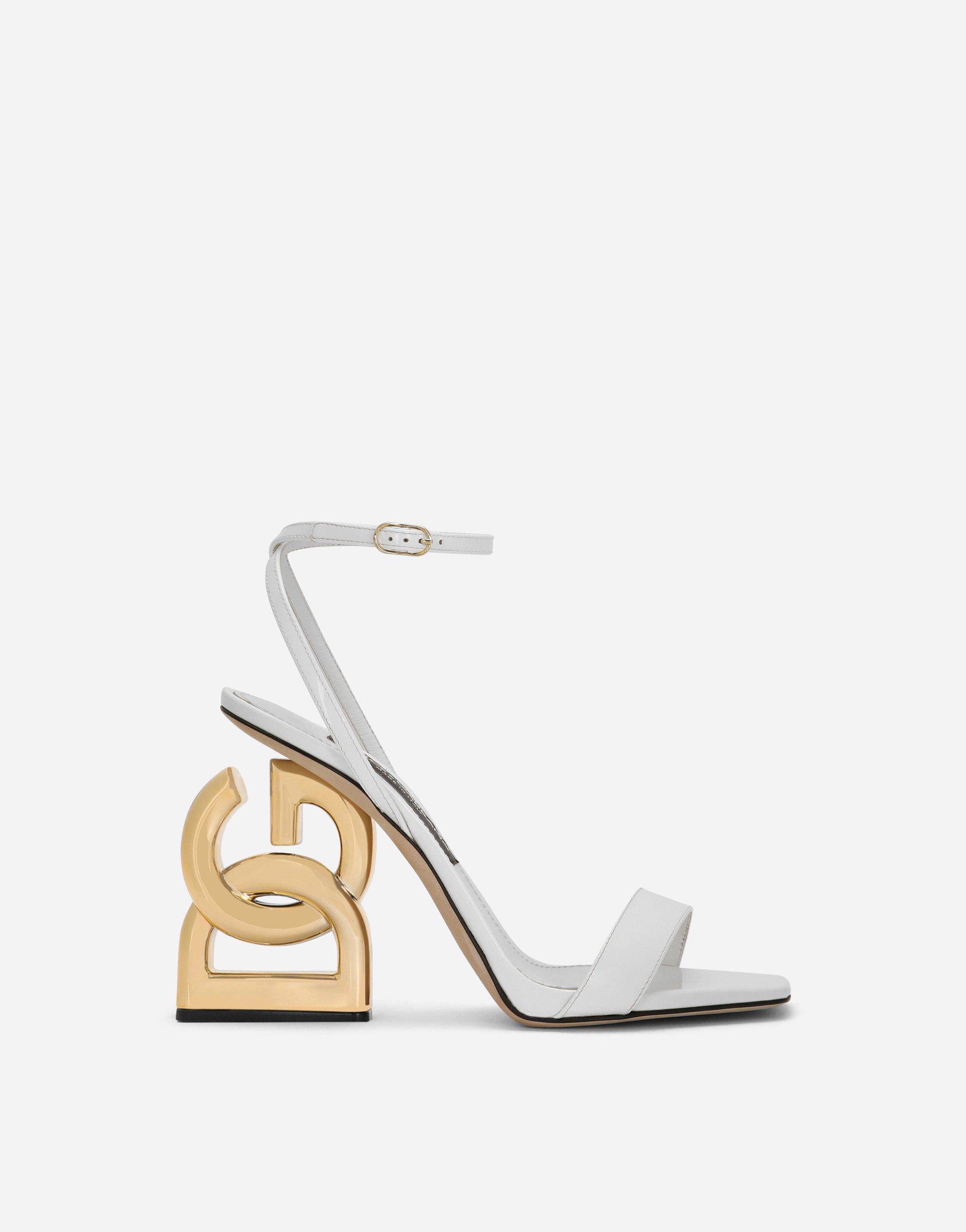 Sandales 3.5 en cuir verni en Blanc pour femme | Dolce&Gabbana®