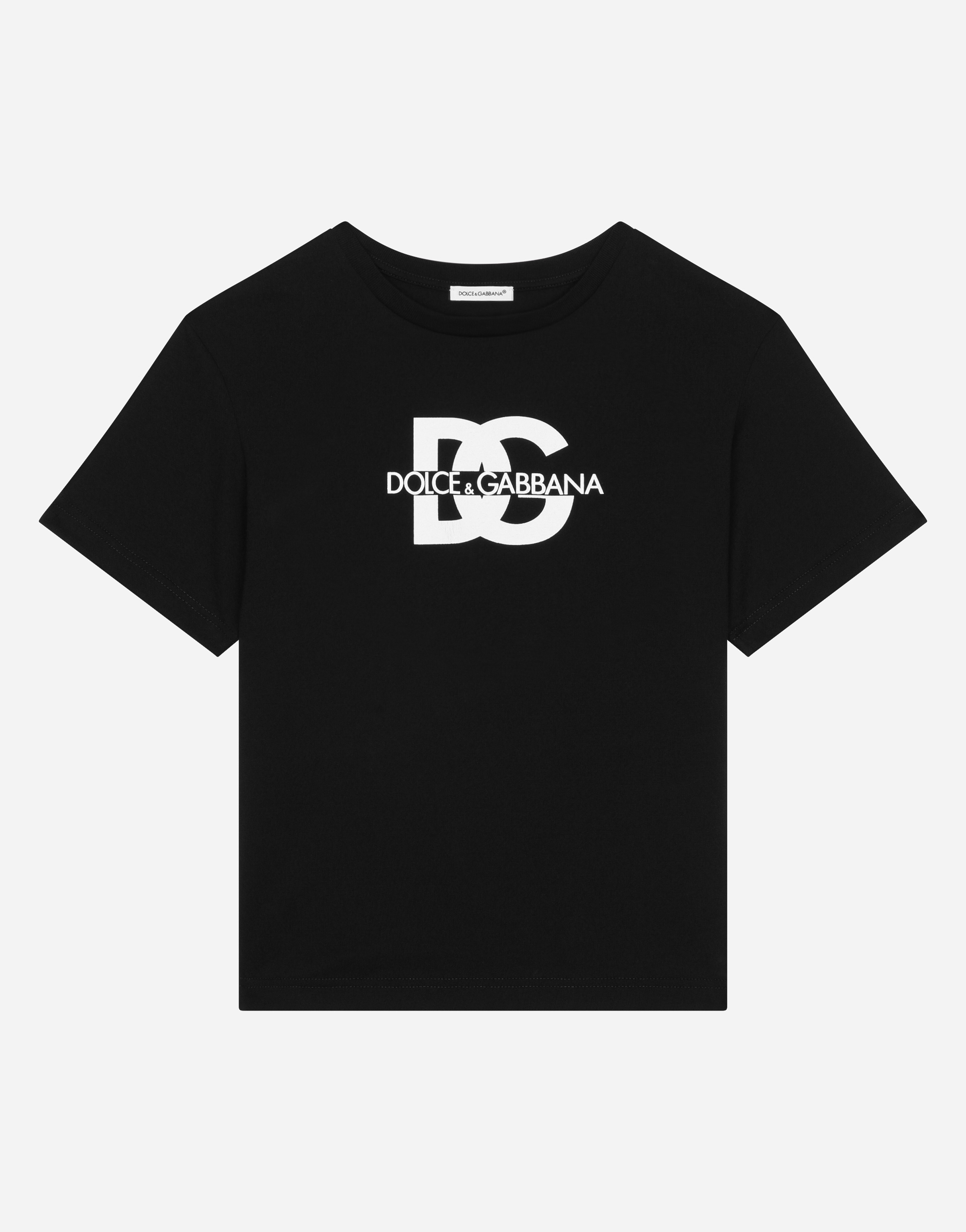 Jersey T-shirt with DG logo print in Negro for Boys | Dolce&Gabbana®